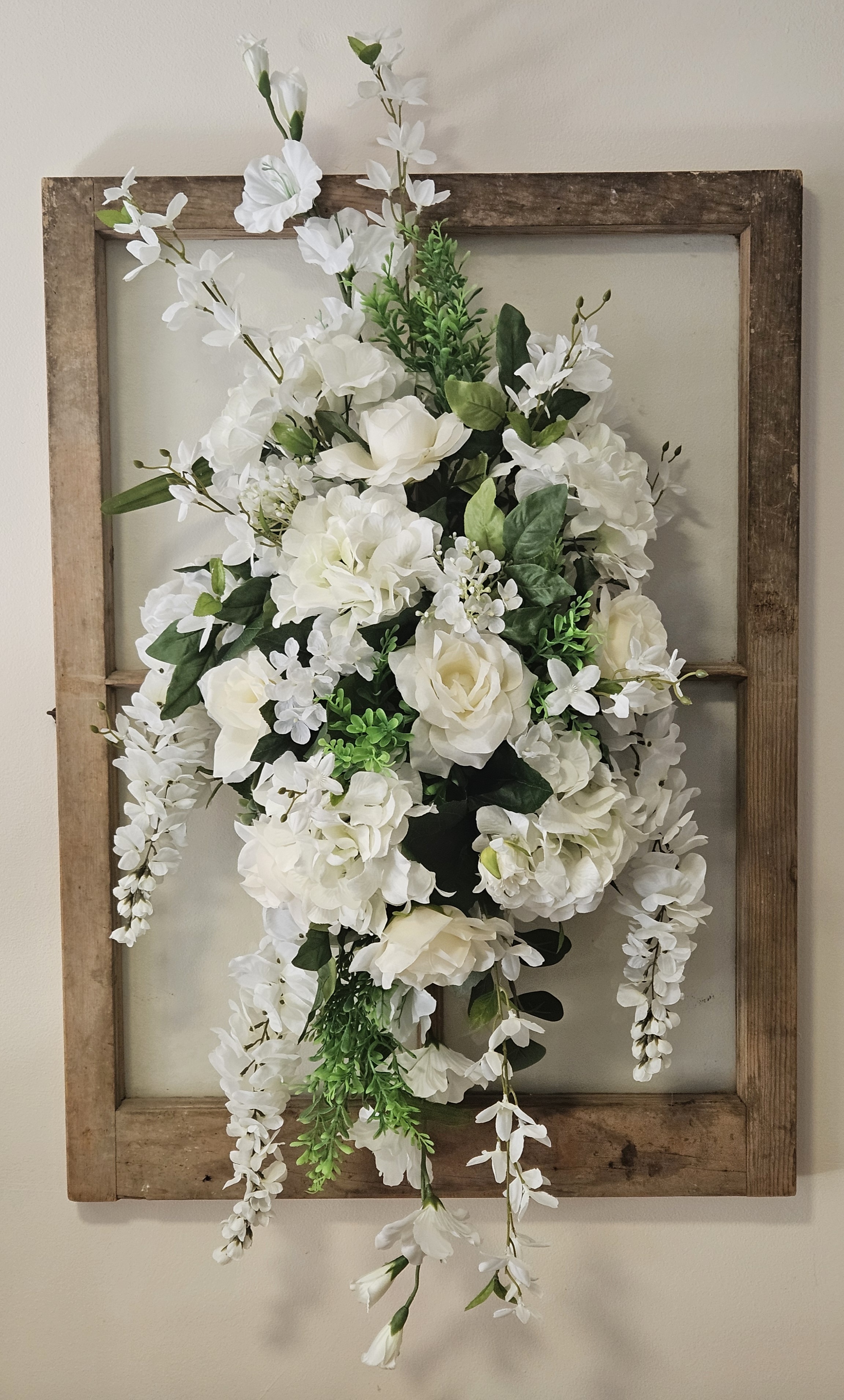 Large Hanging Floral Swag - White Flowers | Whispering Willow Event Rentals