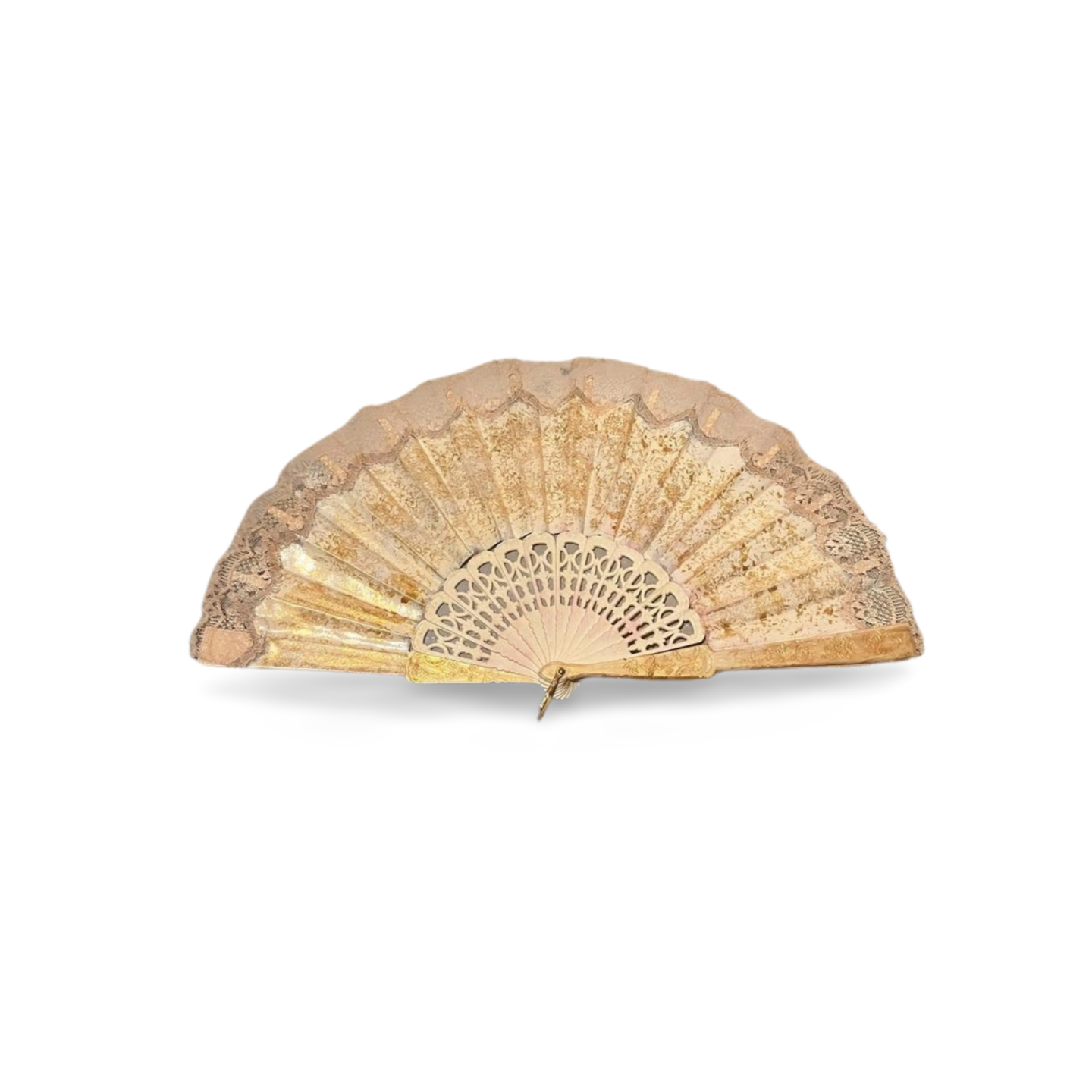 Hand Fan - Cream and Gold Lace Trim | Theatre Props Hire | Small Props ...