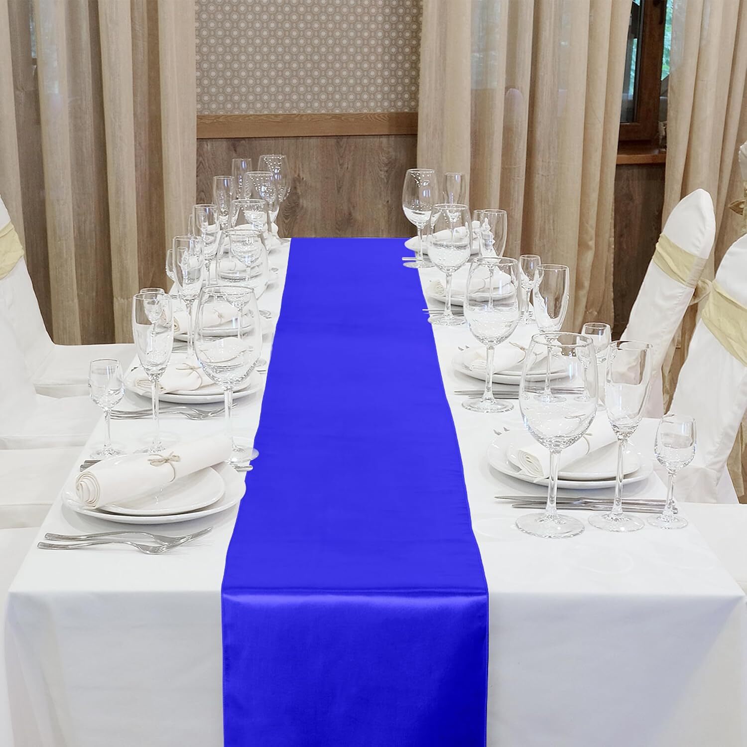 12' x 108' Royal Blue Satin Table Runner | Party & Event Rentals in ...