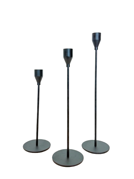 Black Metal Candlesticks | Nerdy Fox Rentals & Designs