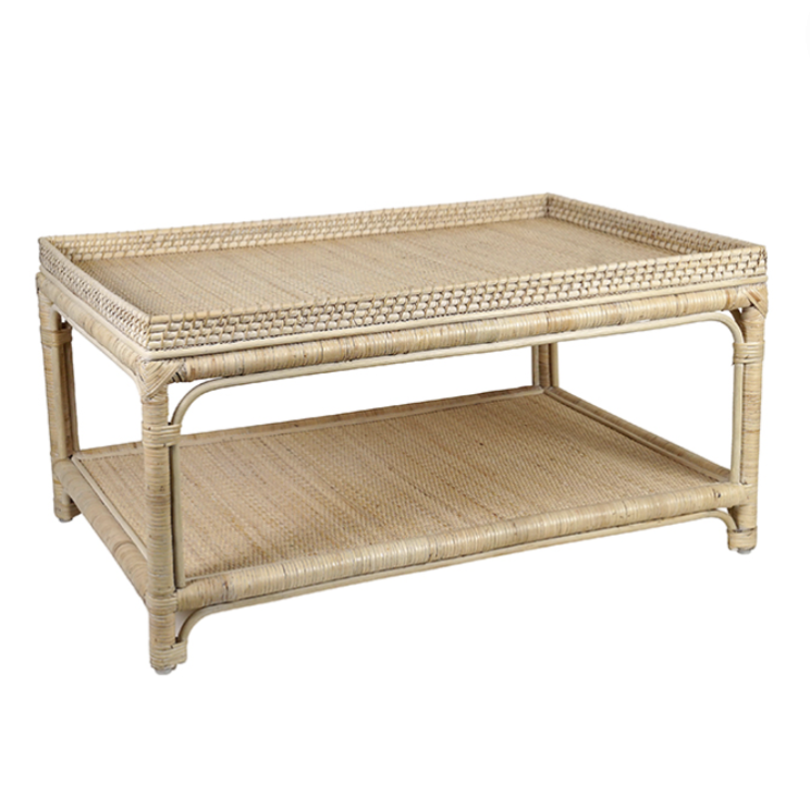 Rattan rectangular self coffee table | Exquisite Interiors Co