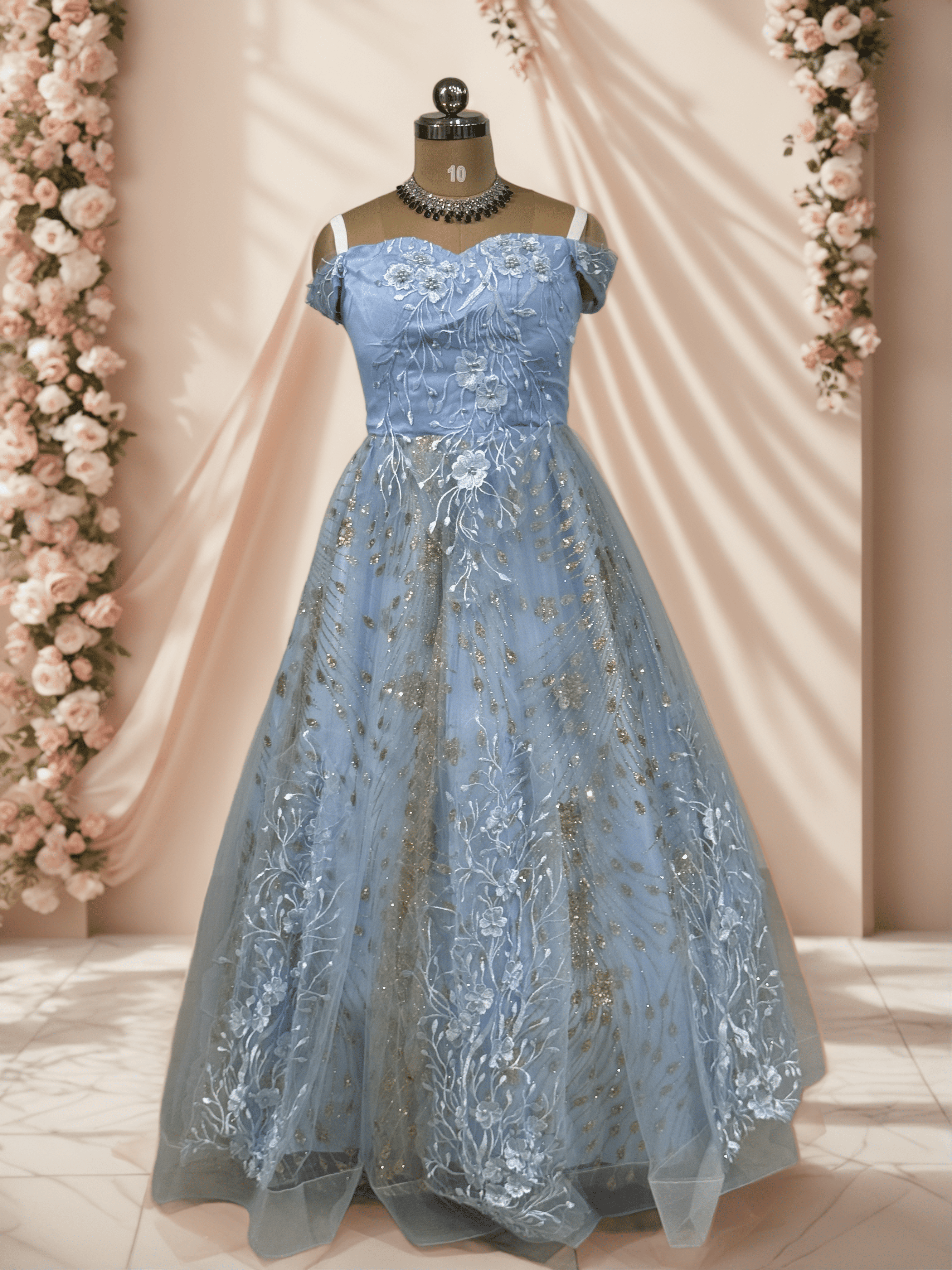 Sea Blue Bridal Gown - G33 | Rent To Ramp (ADDEEK FASHIONS PVT LTD)