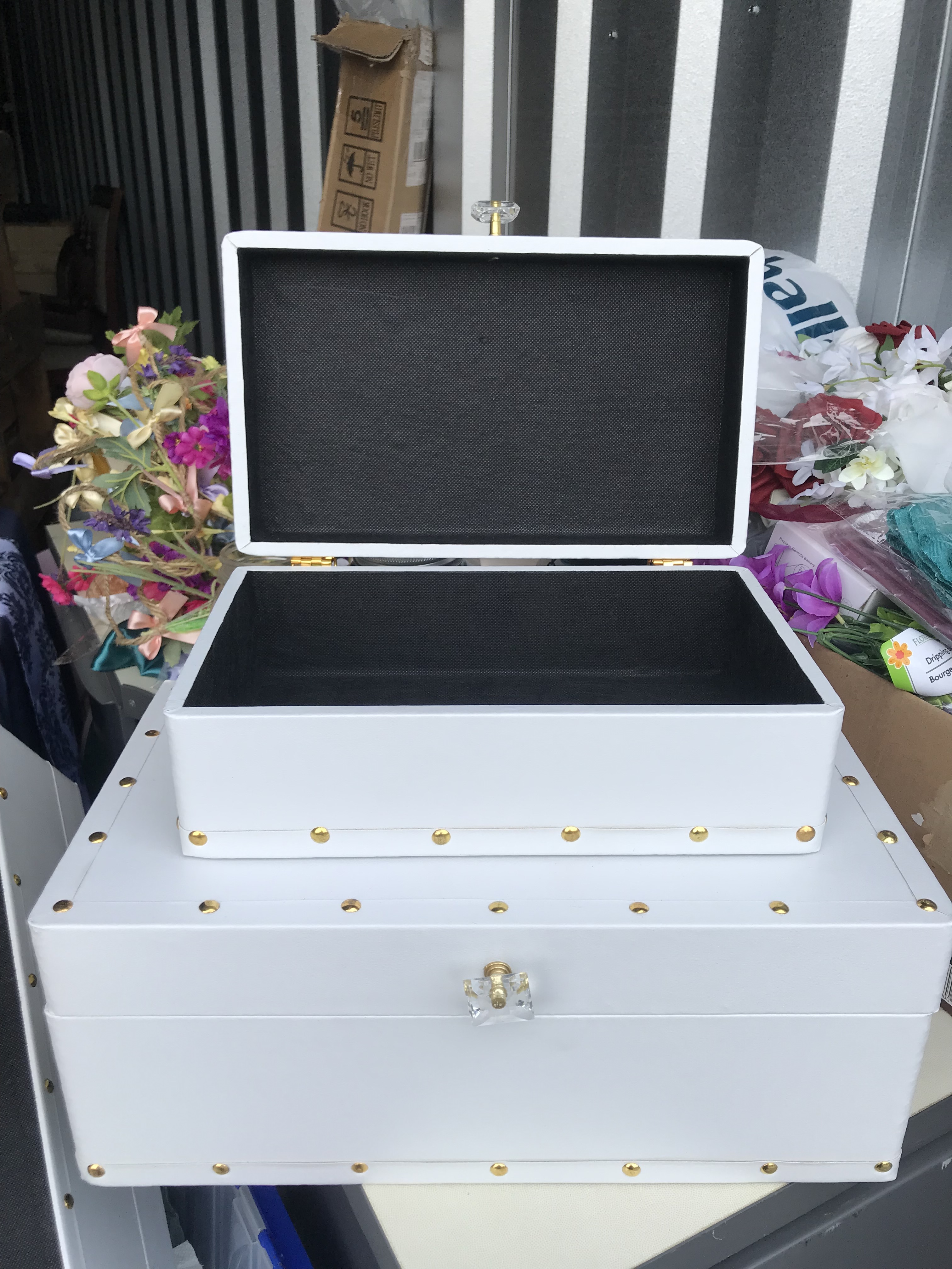 Card Box-white set of two | Something Borrowed Wedding and Event Rentals WV