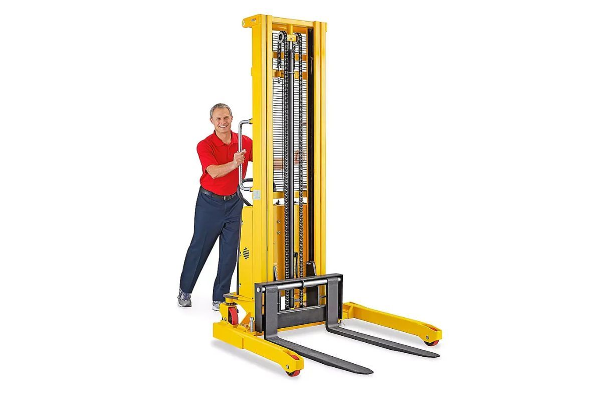 Semi-Electric Straddle Stacker - 137' Lift | Rent Bobcats, Excavators ...
