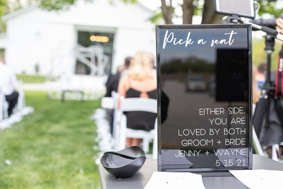 BLACK SIGN: 11 x 17 black acrylic table sign with metal stand [black ...