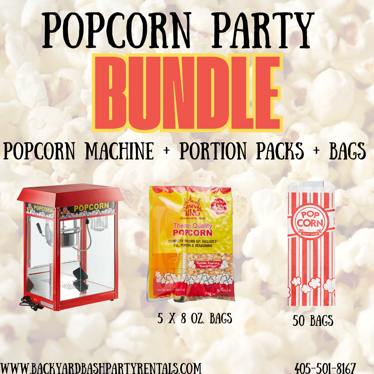 Popcorn Party Bundle | Backyard Bash Party Rentals