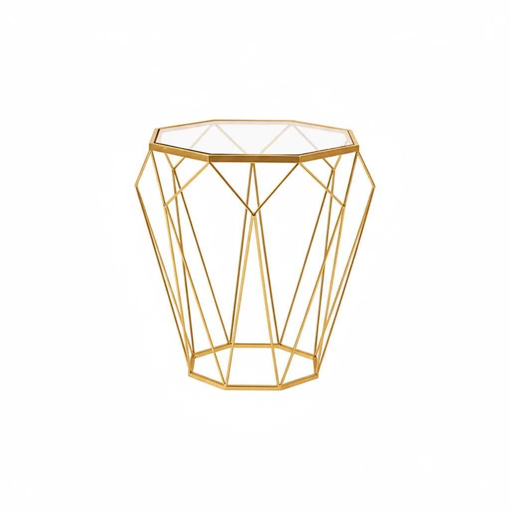 LES Diamond Design Side Table - Gold - 56 cm | Rent Furniture in Qatar ...