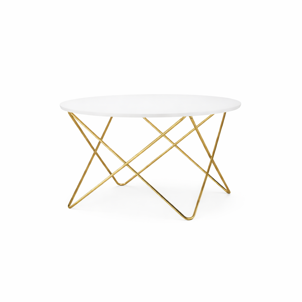 LES Round Design Coffee Table - Gold - 90 cm | Rent Furniture in Qatar ...
