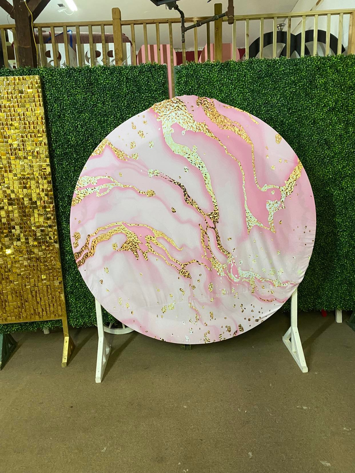 7ft Round Pink Marble | Premium Rental Items in West Hartford Connecticut
