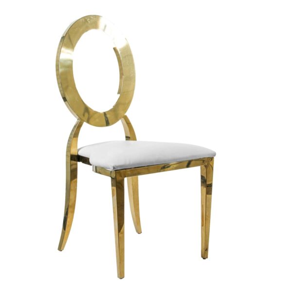 Round Back Chair - Gold (White seat) | ZAD Hiring