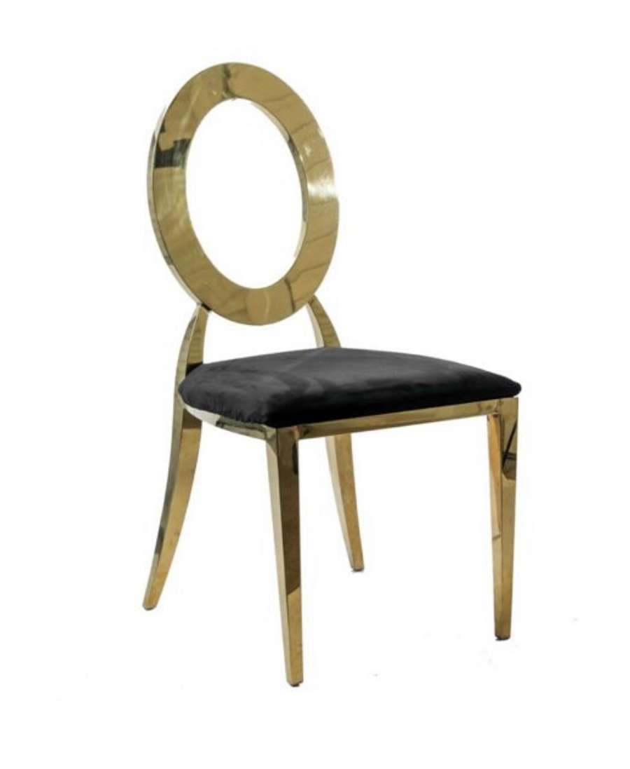 Round Back Chair - Gold (Black Seat) | ZAD Hiring