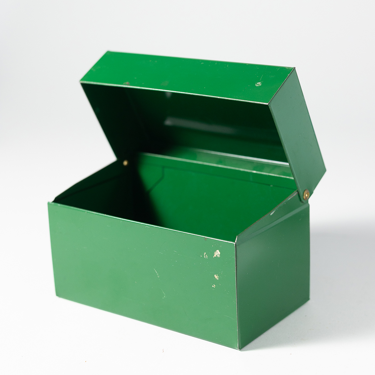 Kelly Green Index card, Recipe card box with a hinged lid Metal | Prop ...