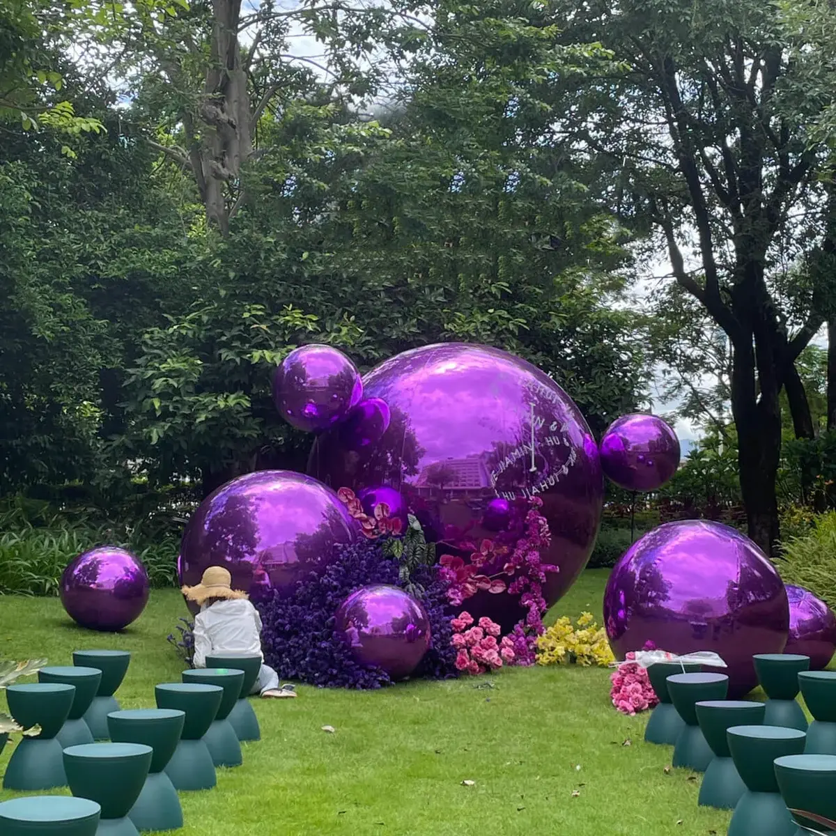 Purple Huge Shiny Balls | Gonzales Party Rentals