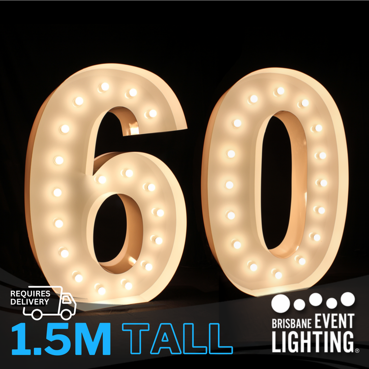 1.5m Light Up Number 60 Hire | Brisbane Event Lighting • Lighting Hire ...