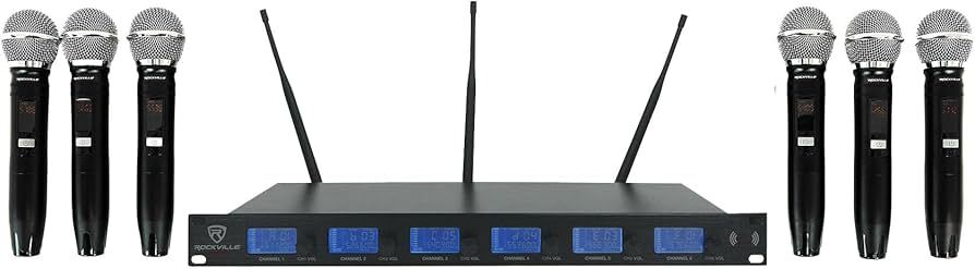 6-Mic Adjustable Frequency Wireless UHF Microphone System | Event ...