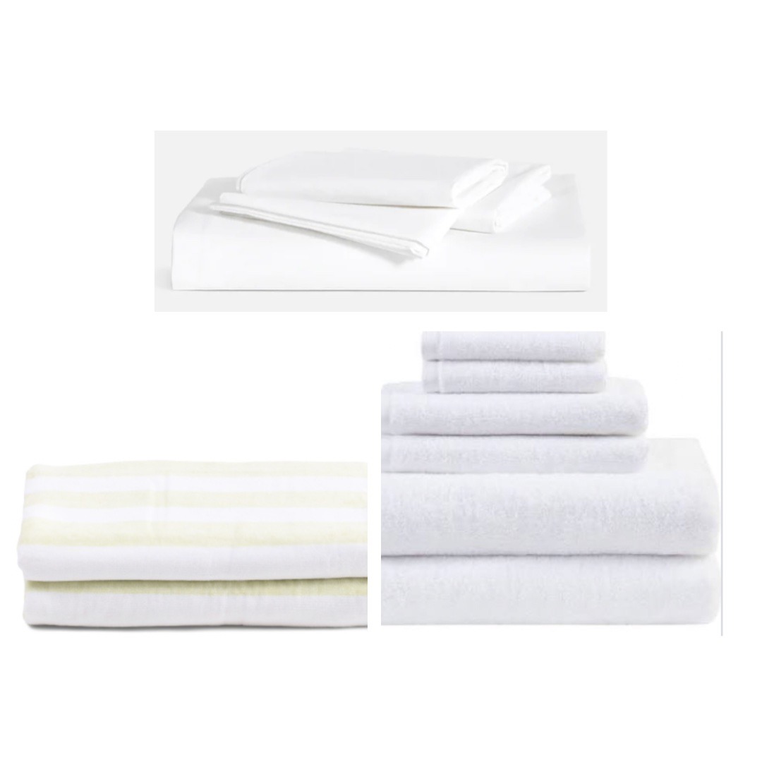 Twin Deluxe Bundle (Linen Set/2 Bath Towel Sets, 2 Beach Towels ...