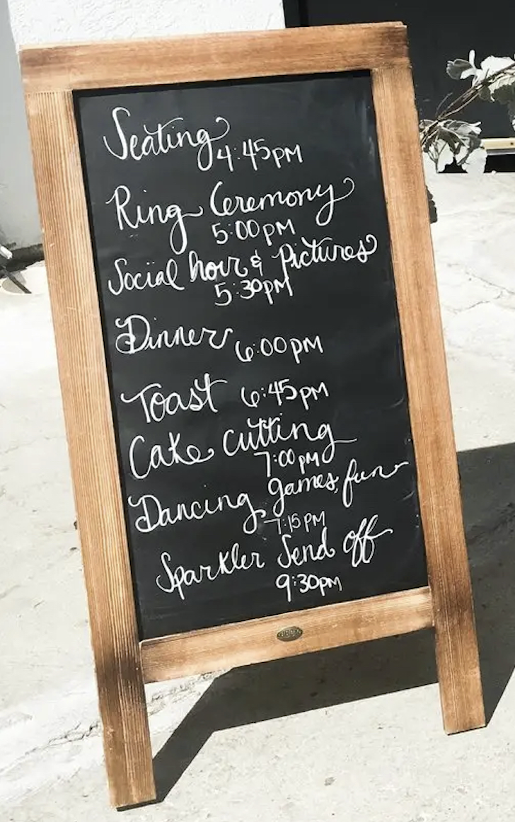 A Frame Wooden Chalk Board | Firefly Event Rentals Table and Chairs