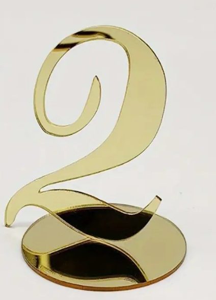 2D Golden Acrylic Table Number | Event & Party Rentals | SAIOA Rentals ...