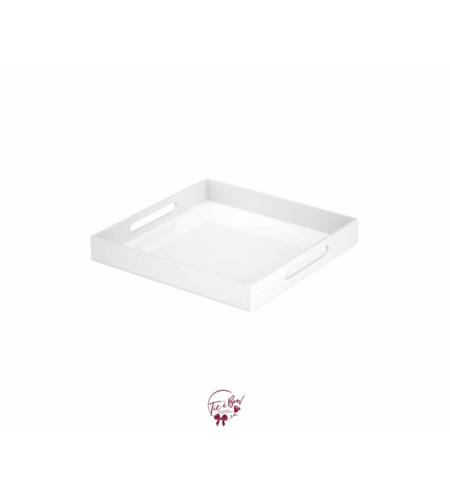 Pure White Acrylic Tray With Handles | Tie a Bow Rentals