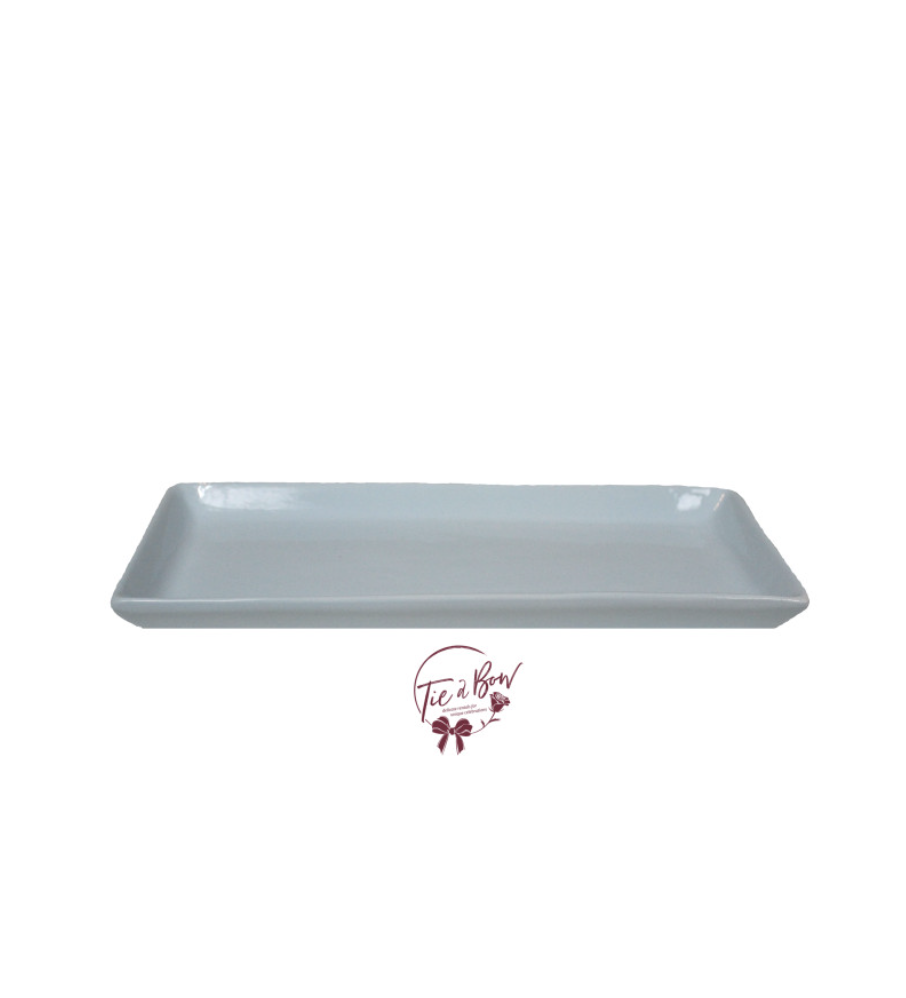 Light Blue Rectangular Ceramic Tray | Tie a Bow Rentals