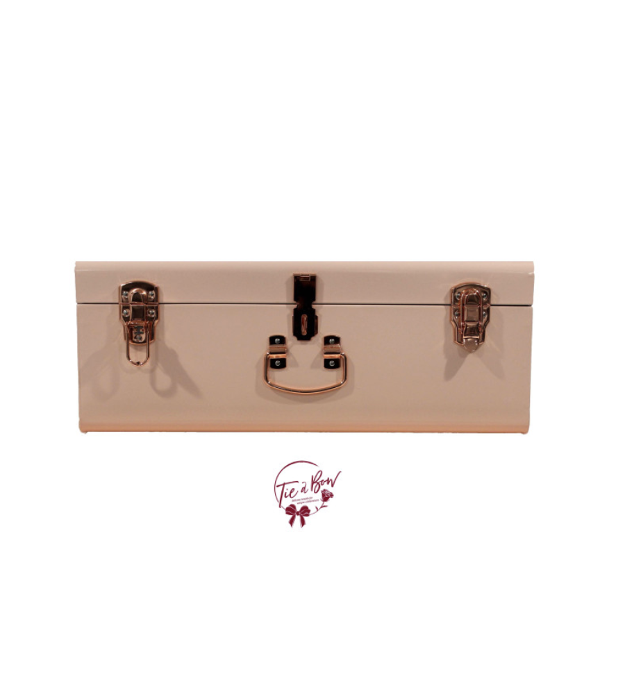Blush Pink and Rose Gold Metal Trunk (Large) | Tie a Bow Rentals