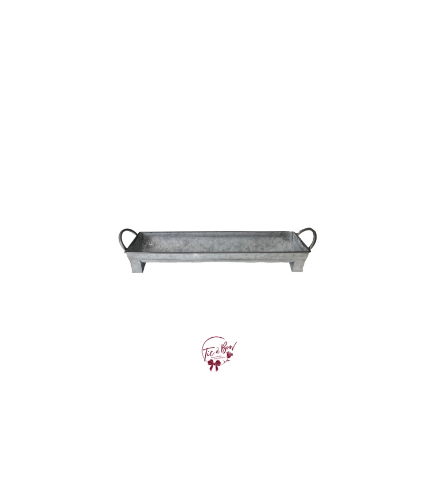 Galvanized Gutter Tray with Handles | Tie a Bow Rentals