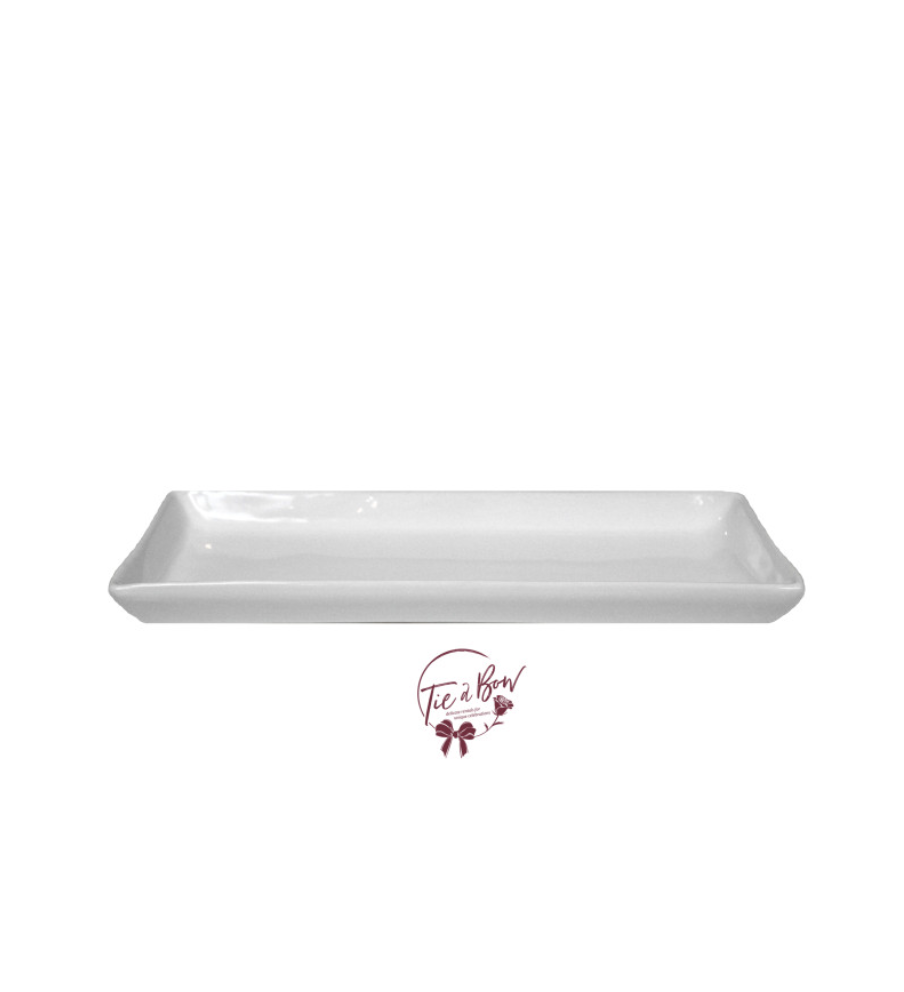 White Rectangular Ceramic Tray | Tie a Bow Rentals