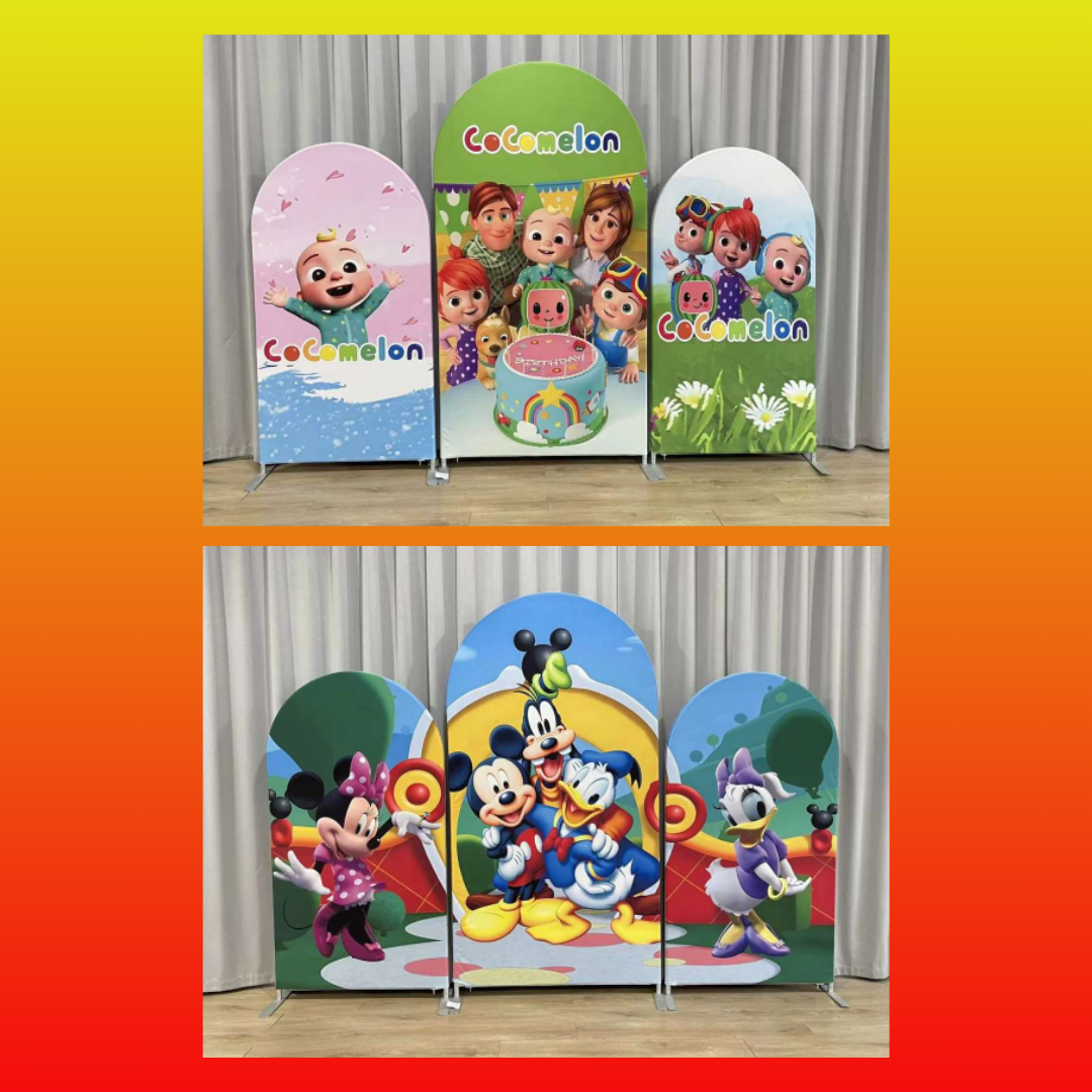 3 Piece Arch Set Mickey Mouse or Cocomelon Backdrop | The Celebration ...