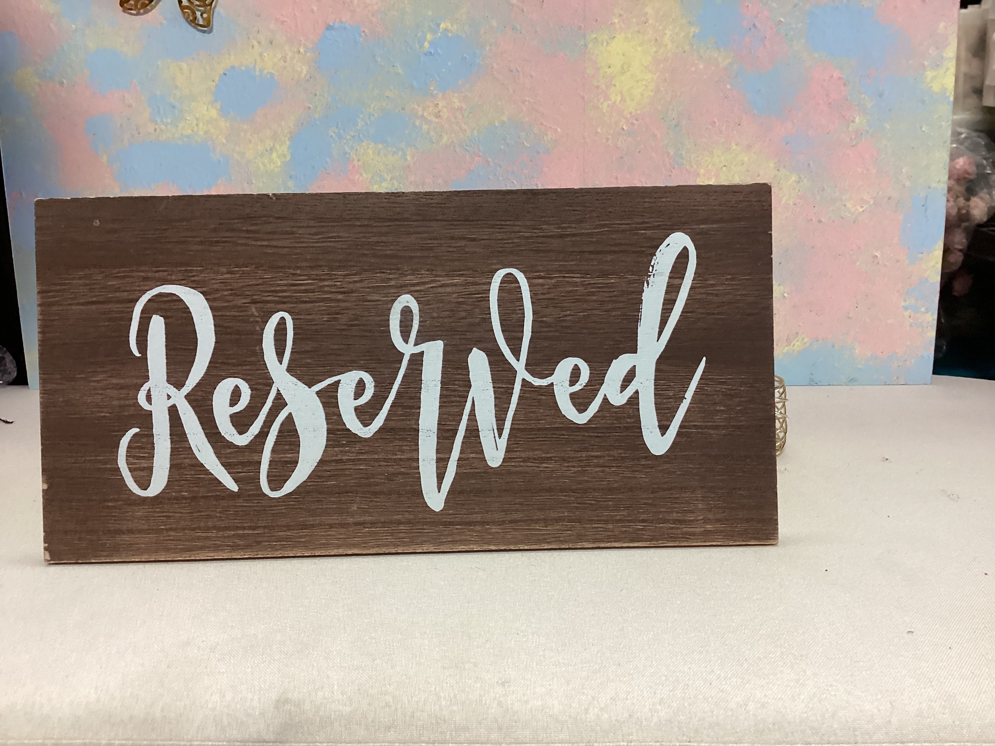 Wooden reserved sign | Wedding, party and event rentals for every occasion.