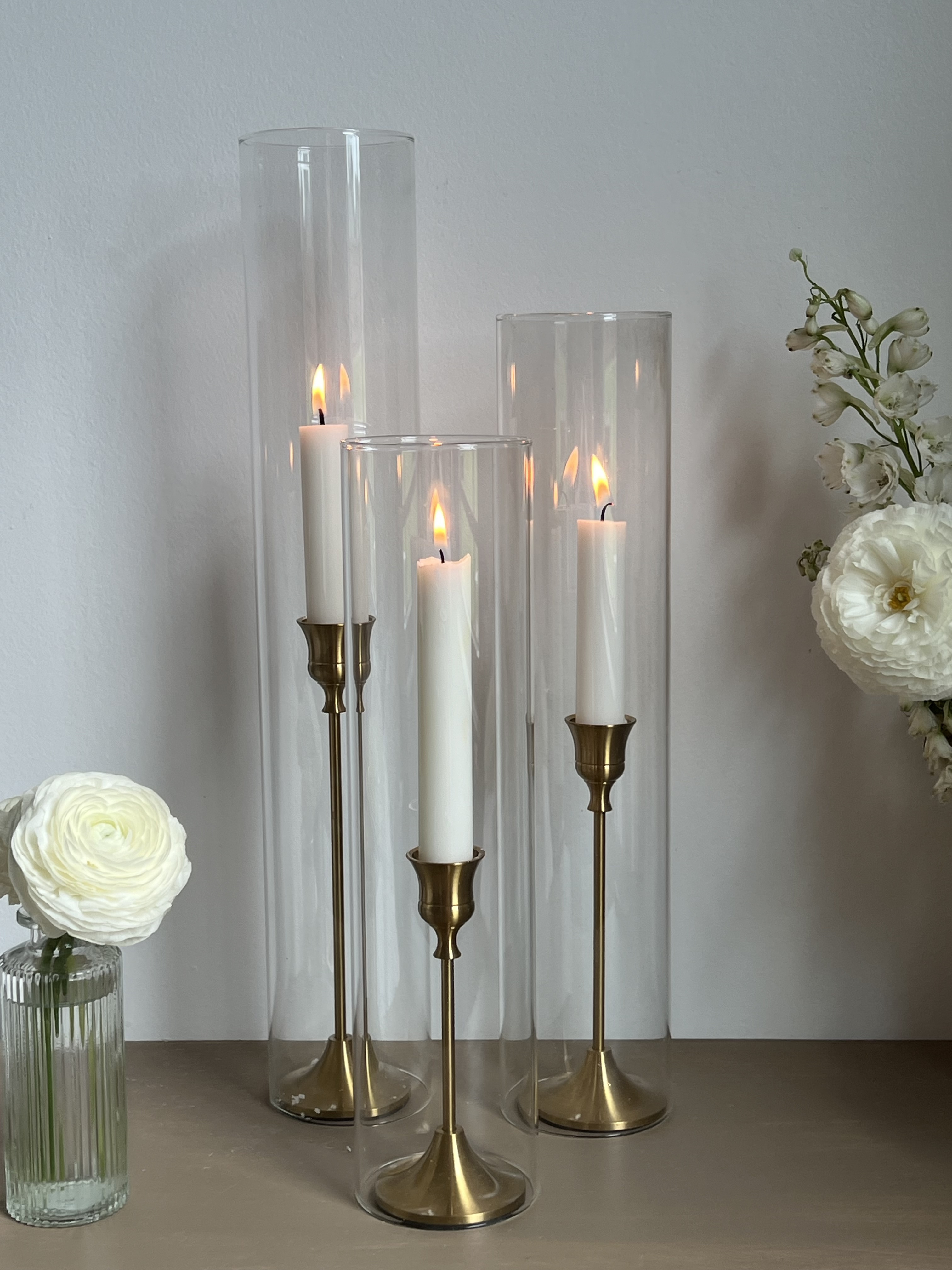 3 Taper Glass Chimneys | Katsel Rentals
