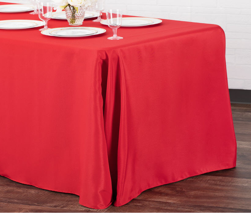 Party Rental Red Rectangular Table Cover Linen - Loose Fit 90'x132 ...
