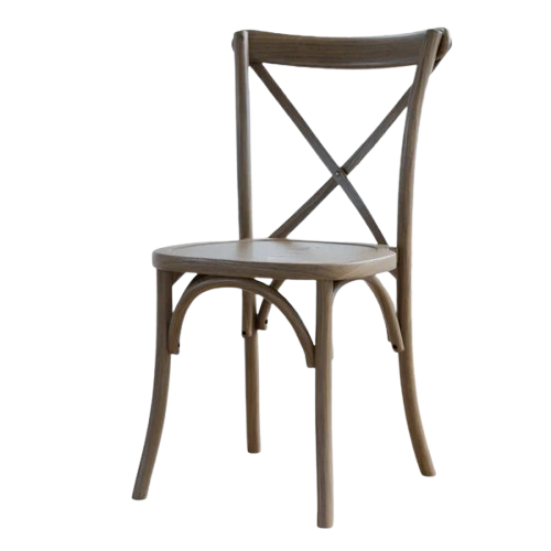 Whiskey Brown Cross Back Chairs | Vibe Out Event Rentals