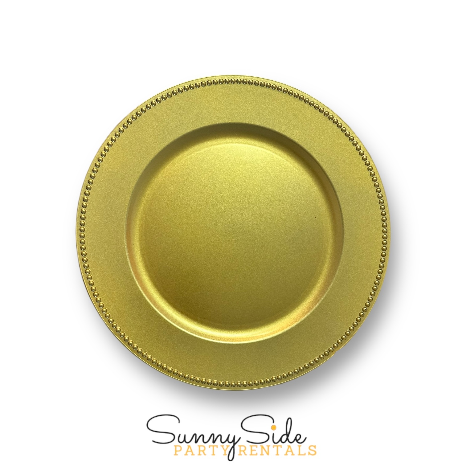 Set of 10 Gold Beaded Chargers - Sunny Side Party Rentals | Sunny Side ...