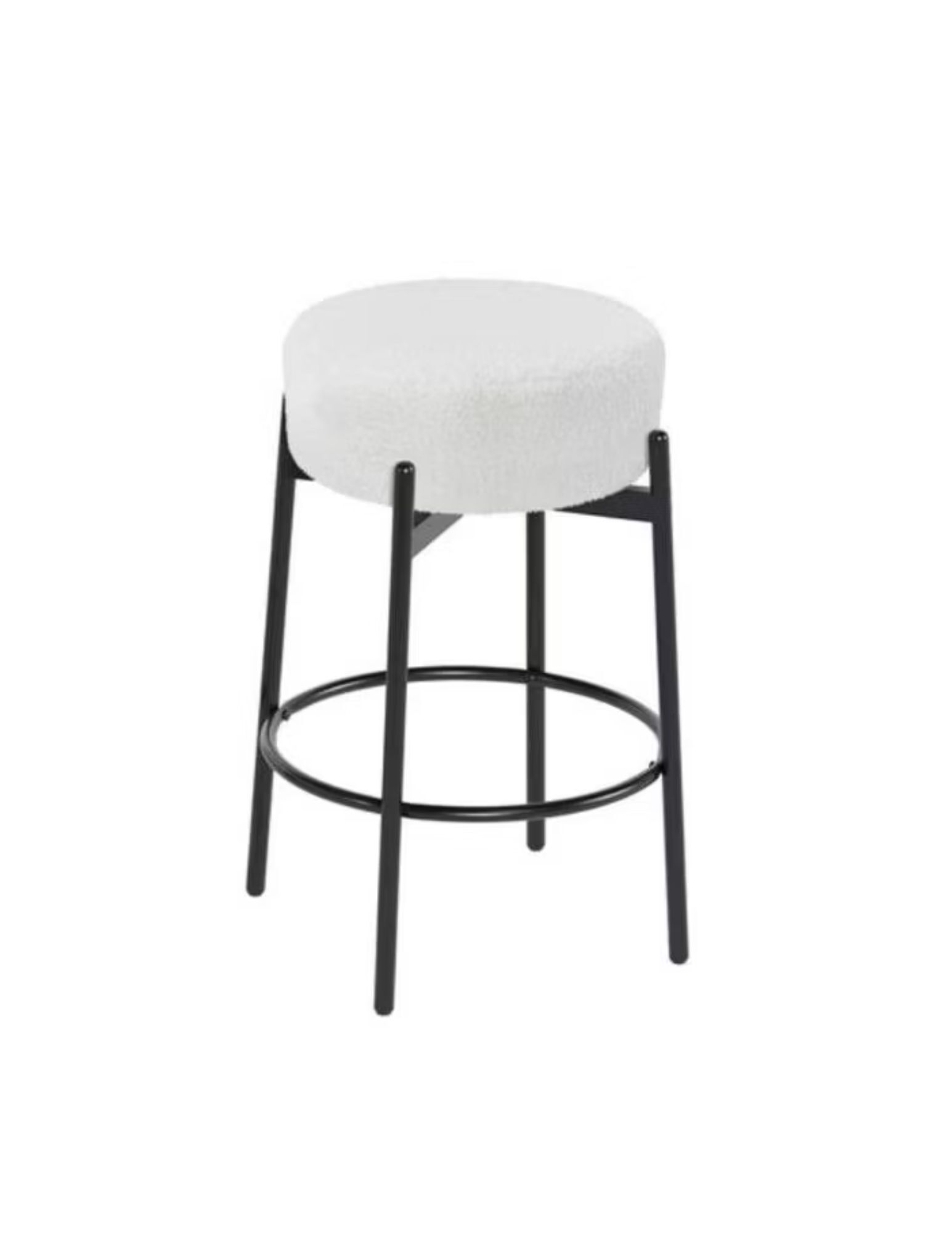 Sherpa Ivory Barstool with Black Base - Counter Height | Design Eye ...