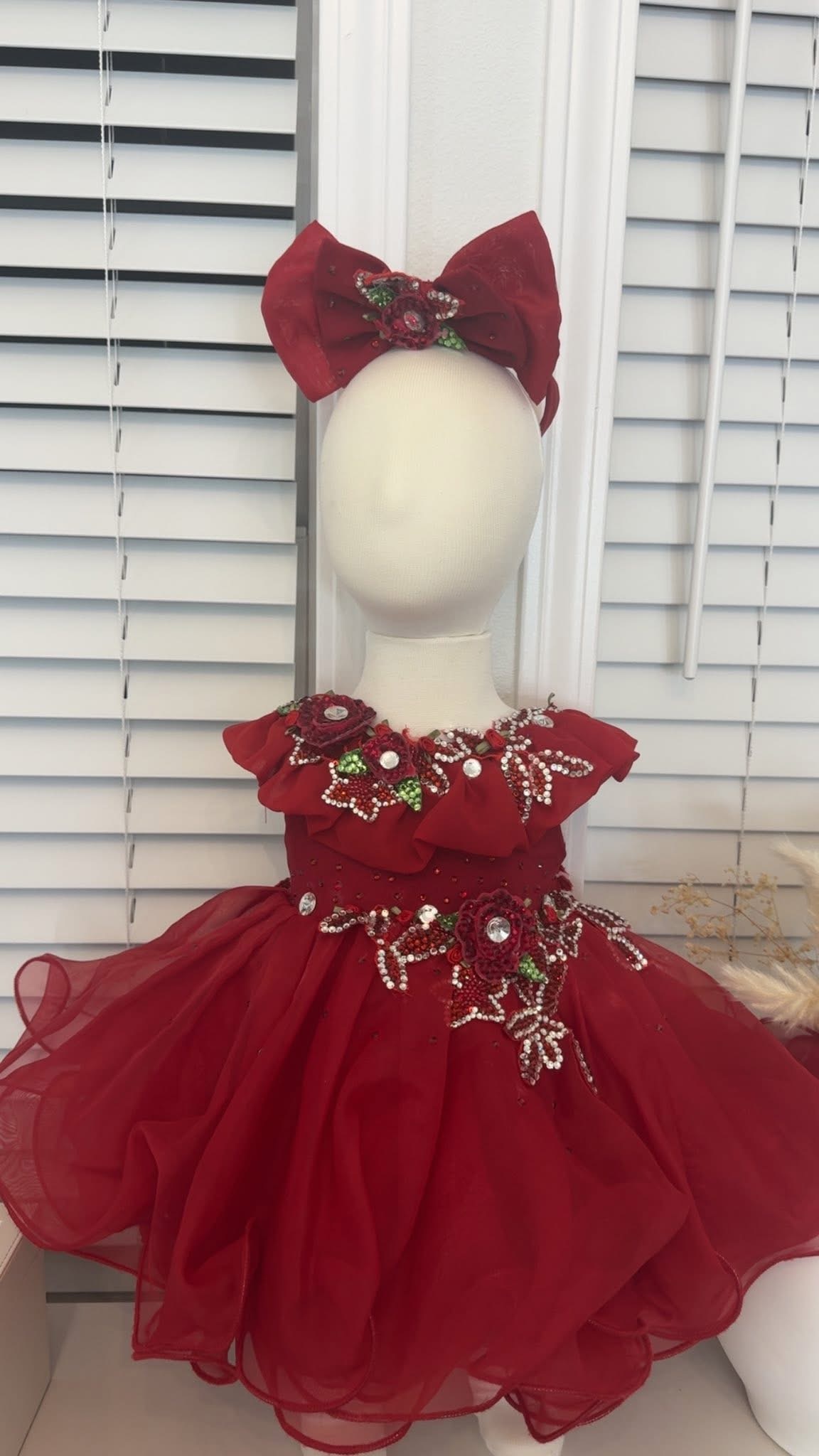 Rosey – Red Glitz Dress (6/12 Months) | Mallie´s Closet Pageant Rentals