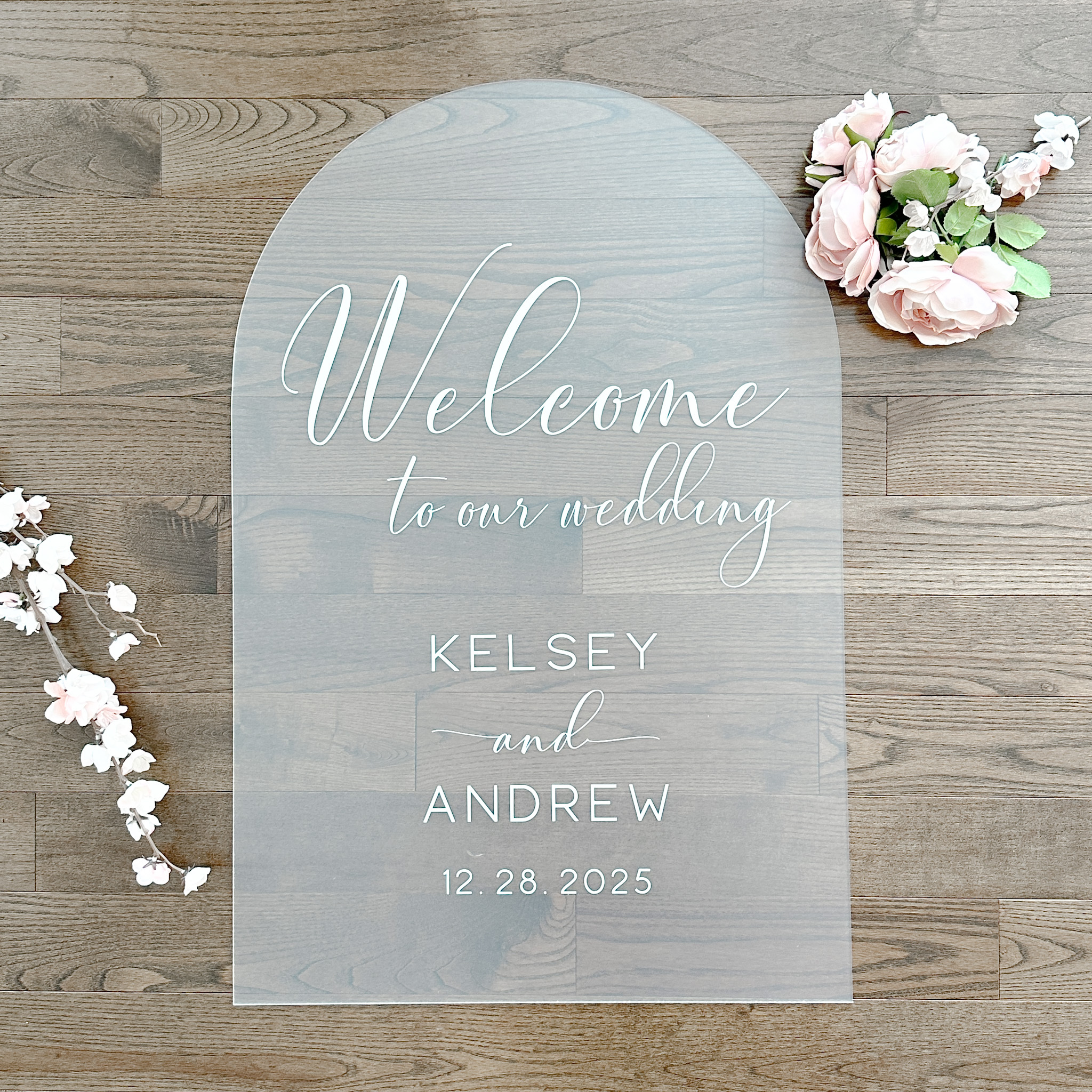 Custom Welcome Acrylic Sign (Havana) - Frosted/White | BOXWOOD EVENTS LTD.