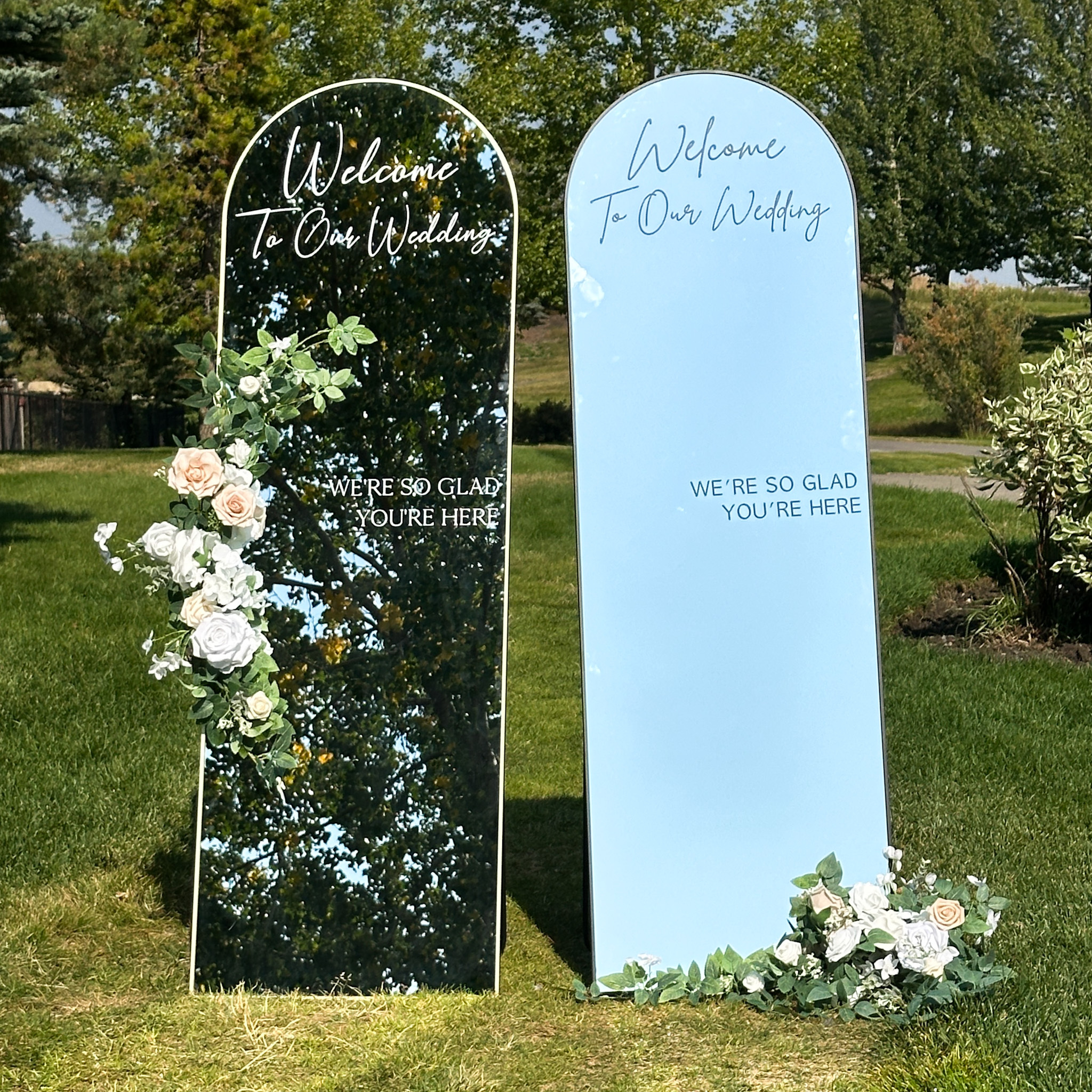 Standing Arch Mirror - 'Welcome To Our Wedding' | BOXWOOD EVENTS LTD.