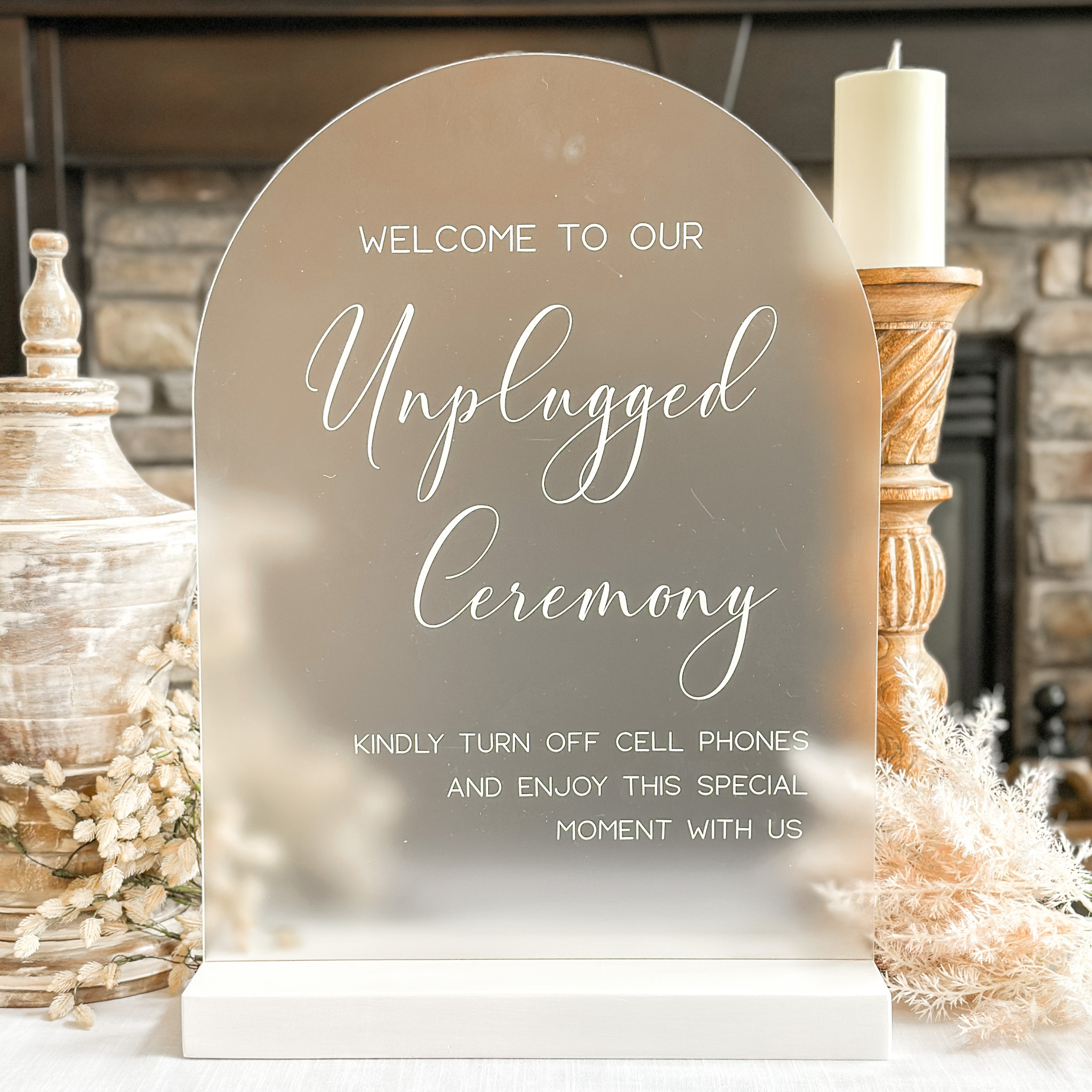 Unplugged Ceremony Sign (Havana) - Frosted/White | BOXWOOD EVENTS LTD.