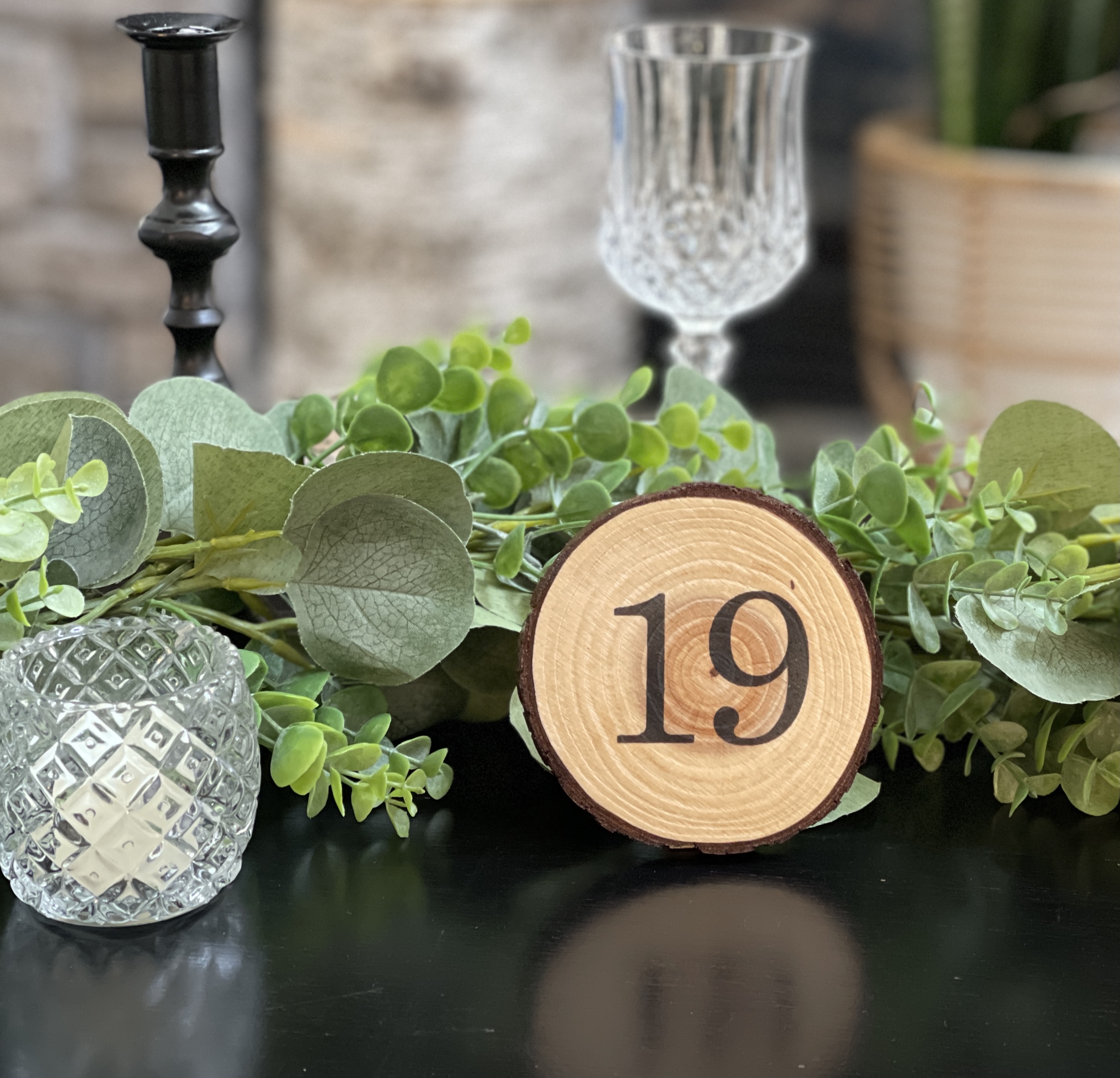 Wood Slice Table Numbers | BOXWOOD EVENTS LTD.