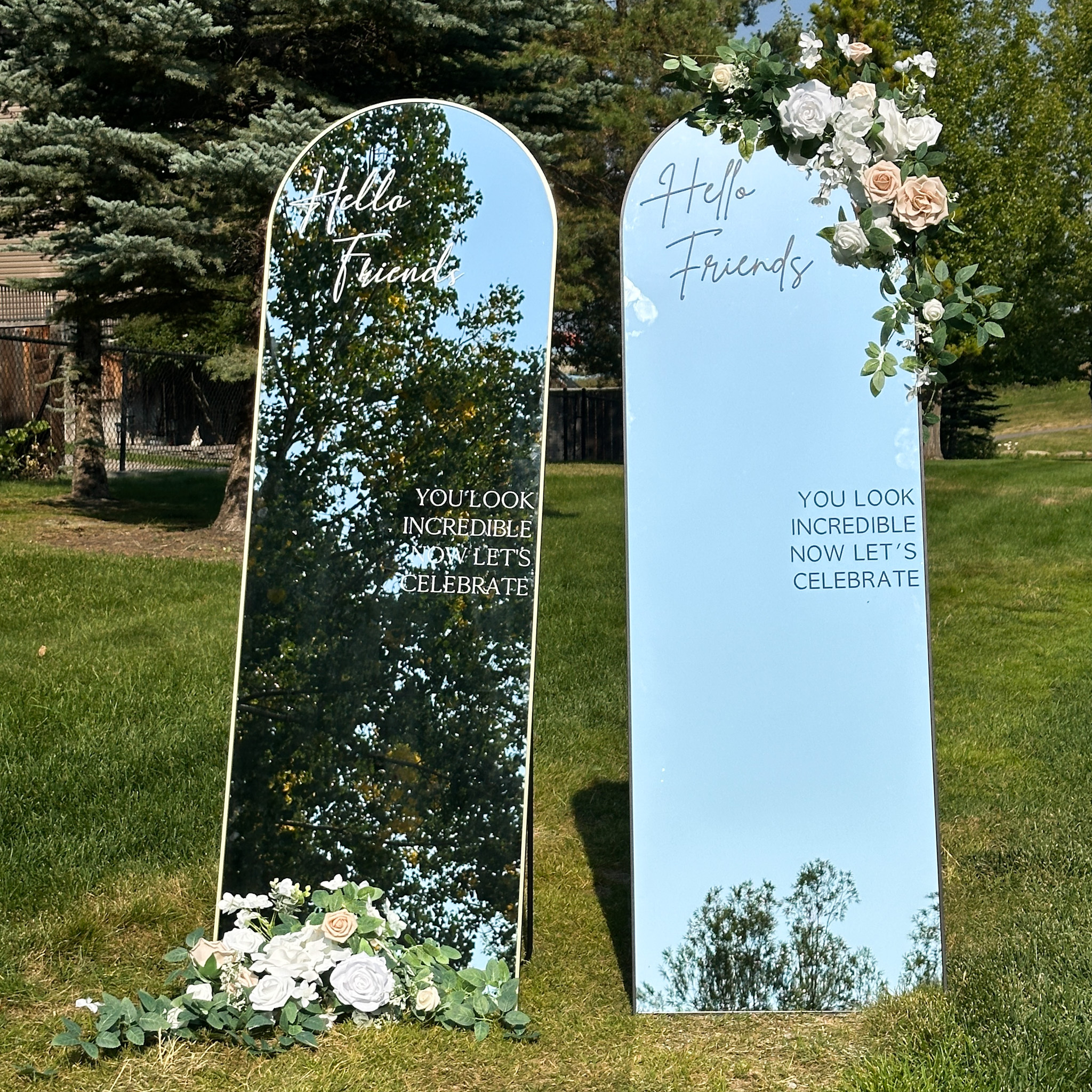 Standing Arch Mirror - 'Hello Friends' | BOXWOOD EVENTS LTD.