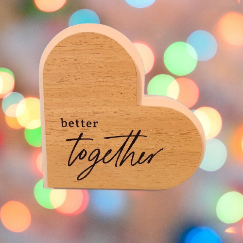 Better Together Wooden Heart Sign Anniversary Wedding Rental ...