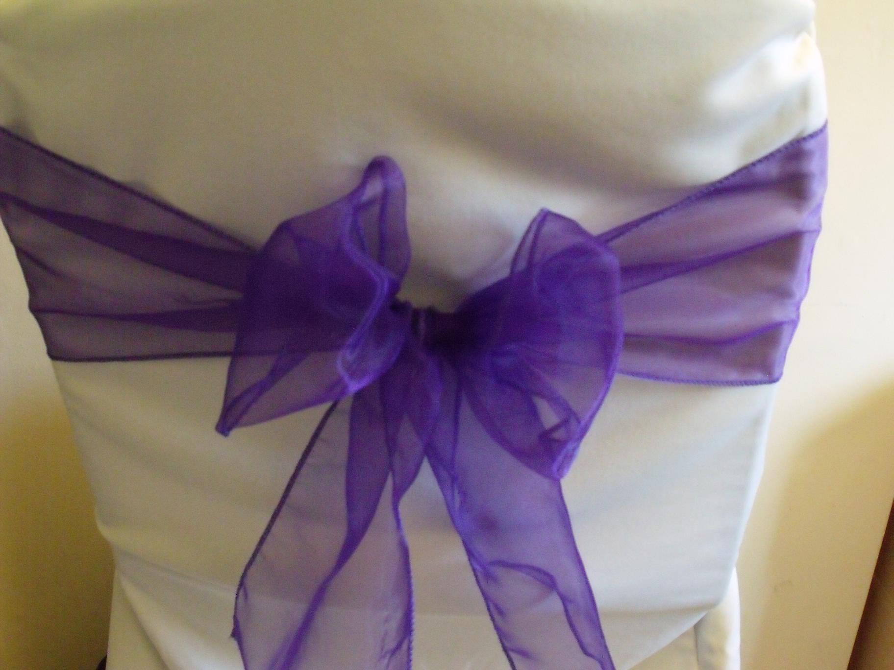 Cadbury Purple Organza Chair Sash For Hire in Bristol & Bath | Luxury ...